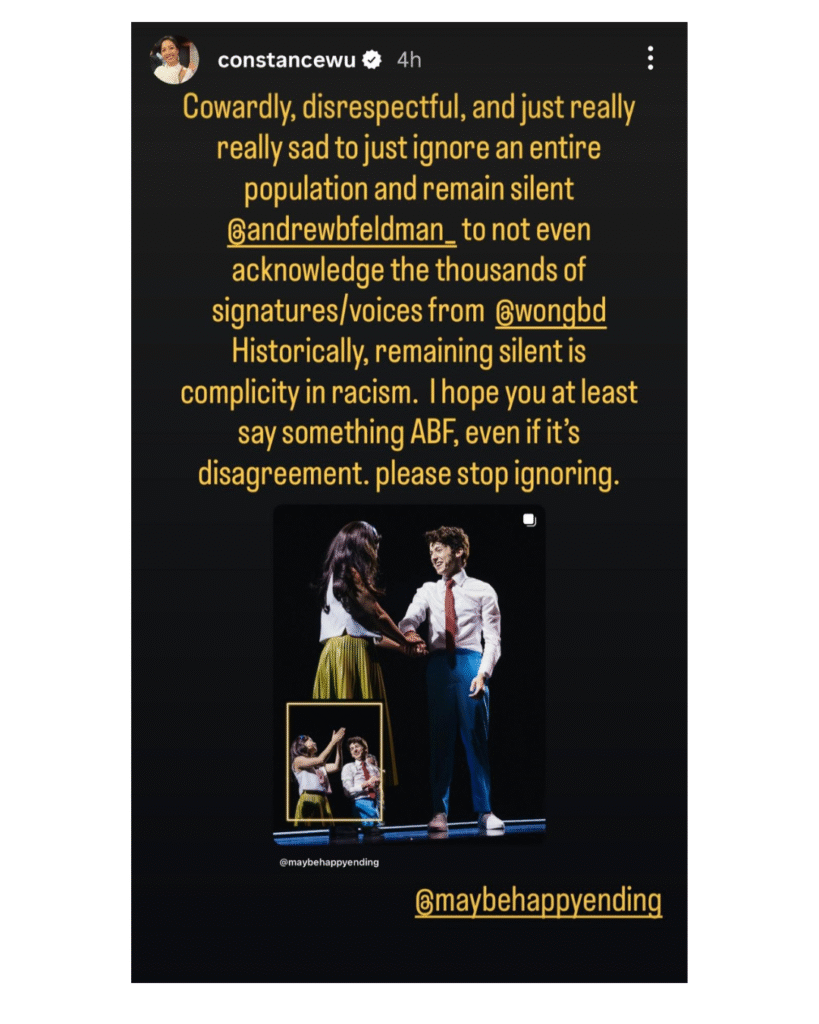 Constance Wu Blasts Broadway Actor Andrew Barth Feldman Over "Very ...